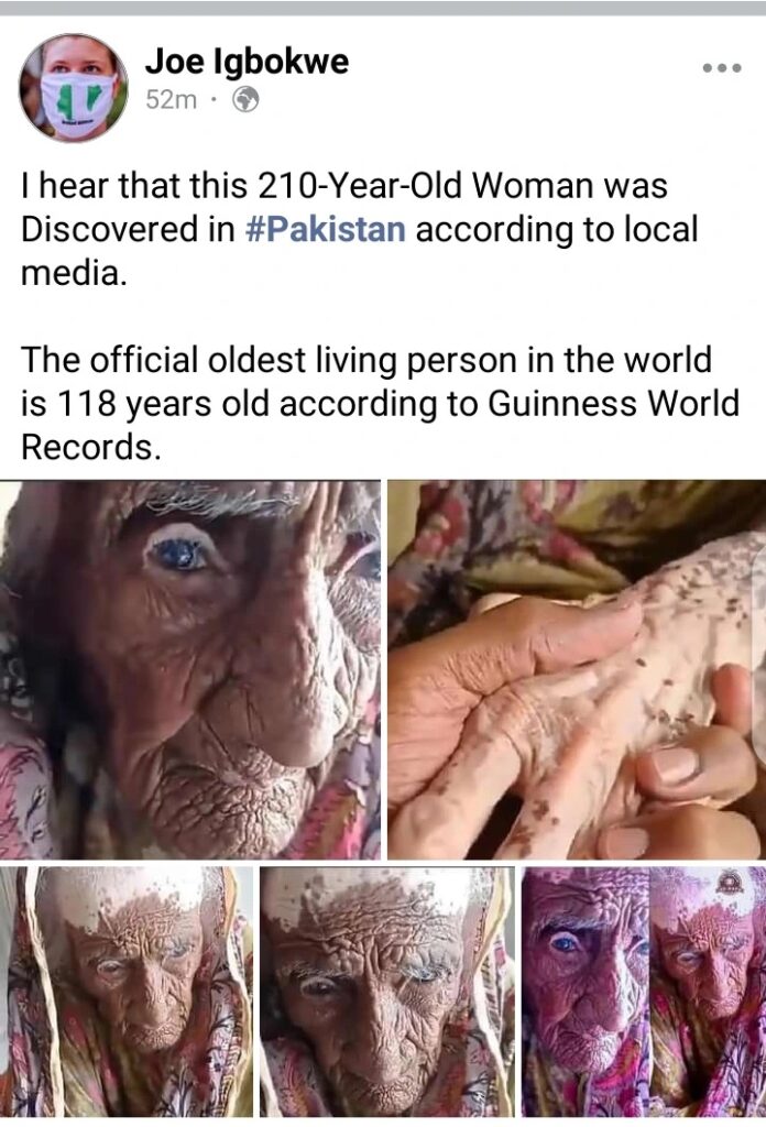 Joe Igbokwe Reacts As 210-Year-Old Woman Was Discovered In Pakistan